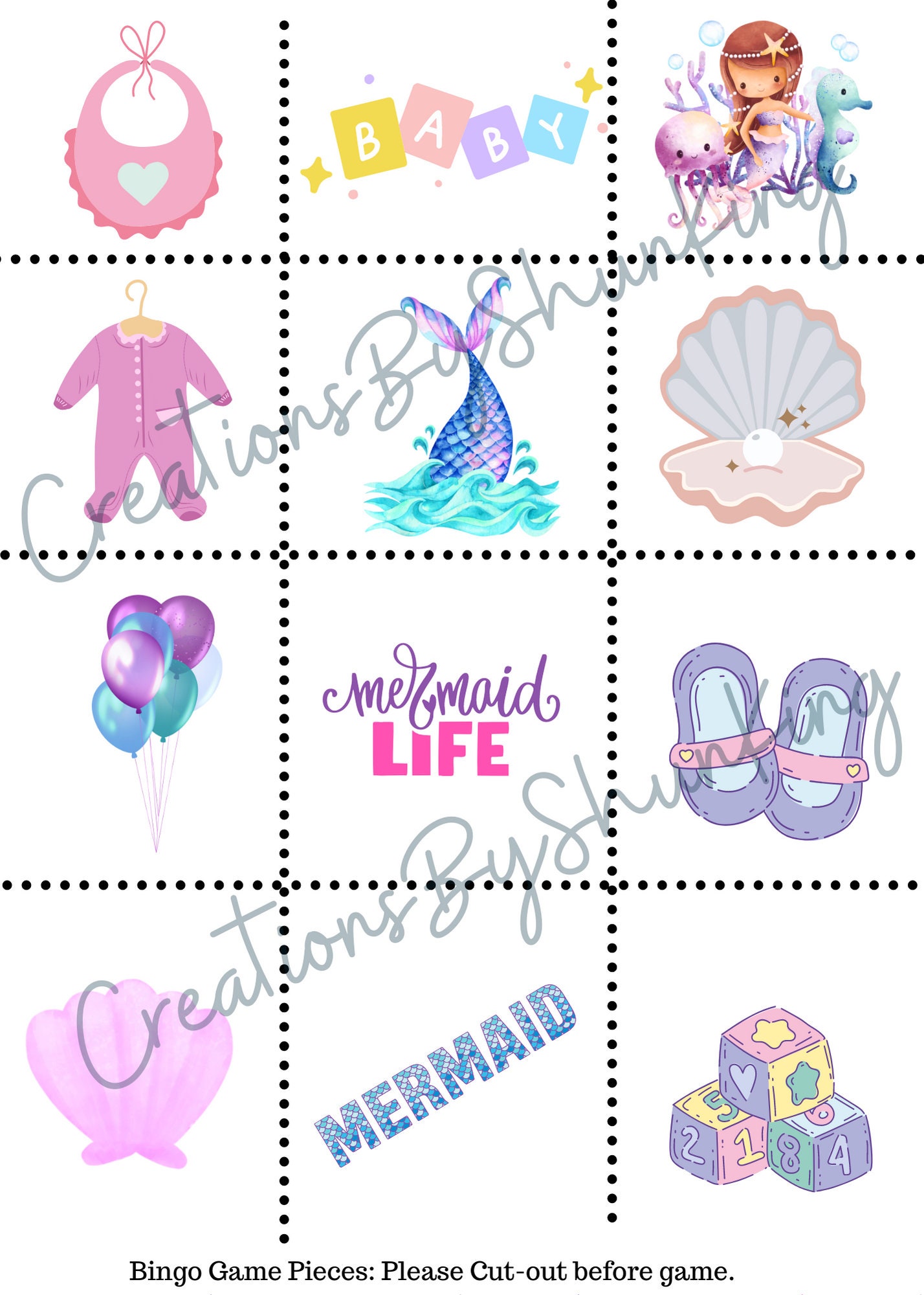 Mermaid Bingo/baby Shower Games/mermaid Theme/instant Download ...