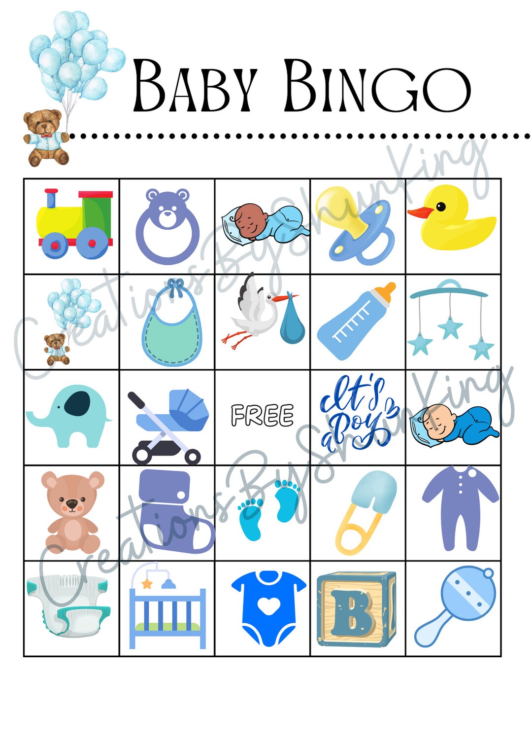 Baby Boy Bingo Game/baby Shower Games? Bearly Can Wait/ Games for Baby ...