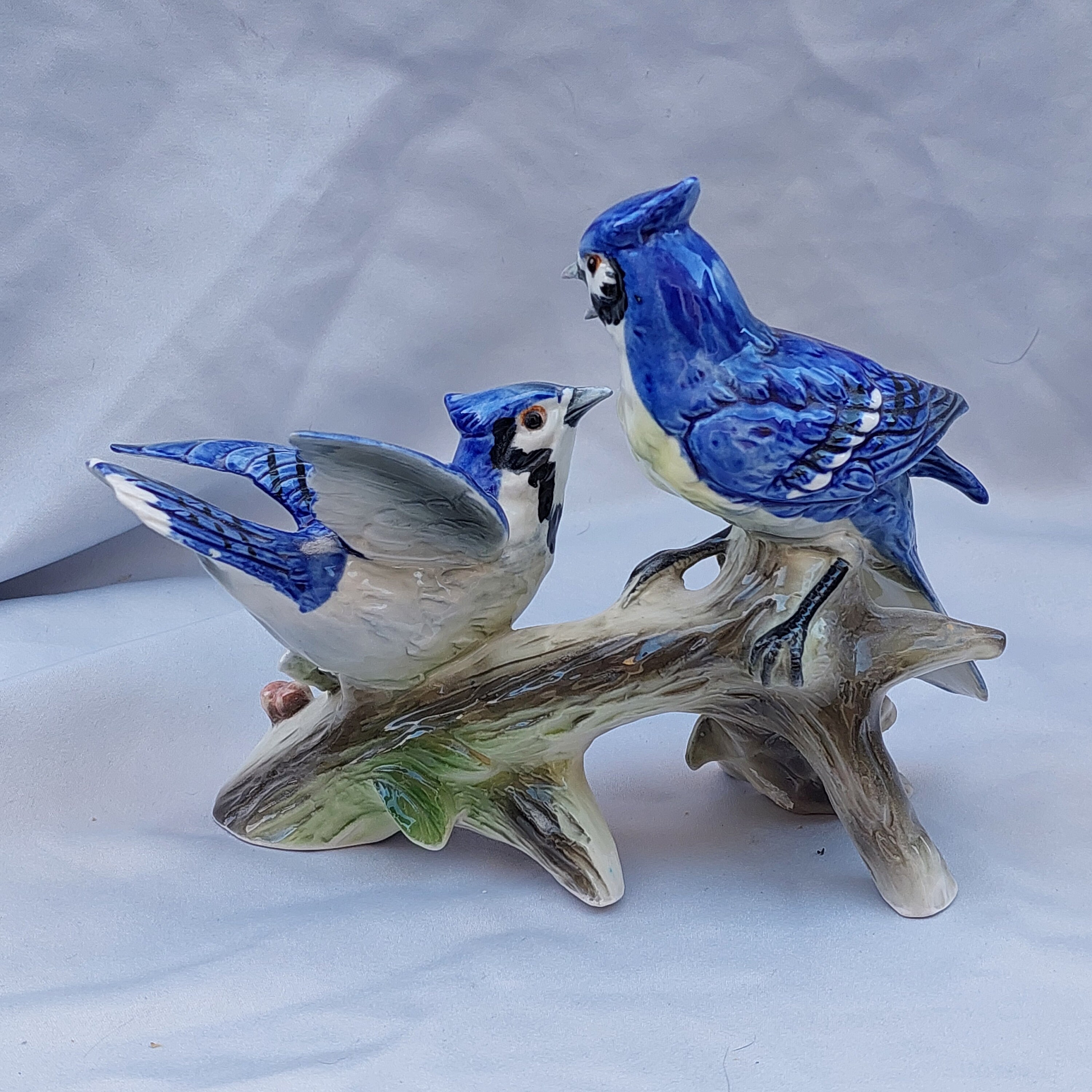 Vintage Ceramic Perched Pair of Blue Jays Bird Figurine by JSC MCM - Etsy