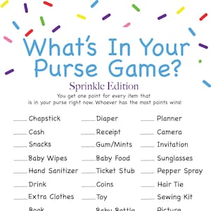 What's in Your Purse Baby Shower Game - Etsy