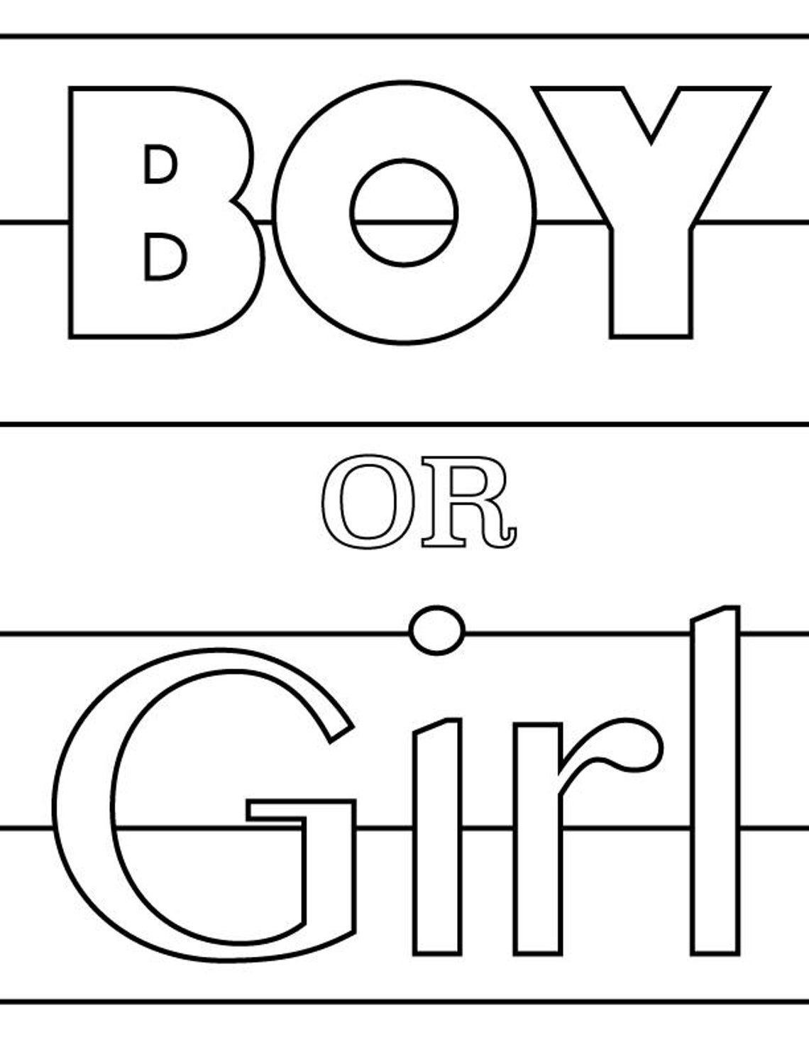 Gender Reveal Coloring Pages (4 Different Designs!) - Etsy