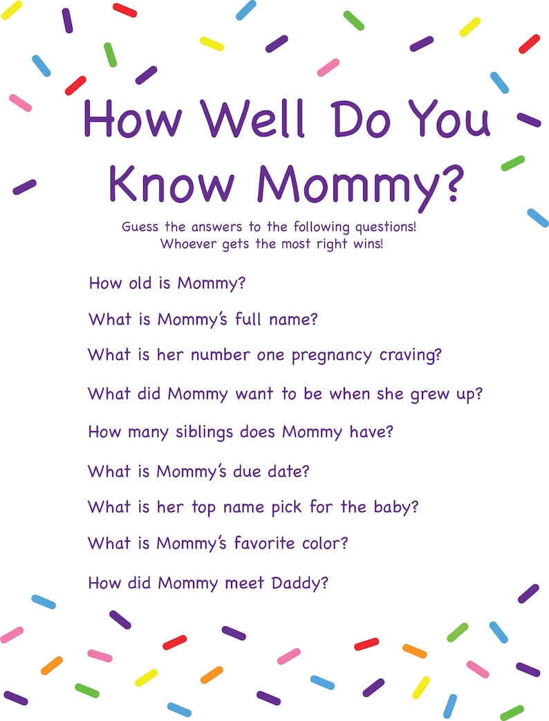 How Well Do You Know Mommy Baby Shower Game - Etsy