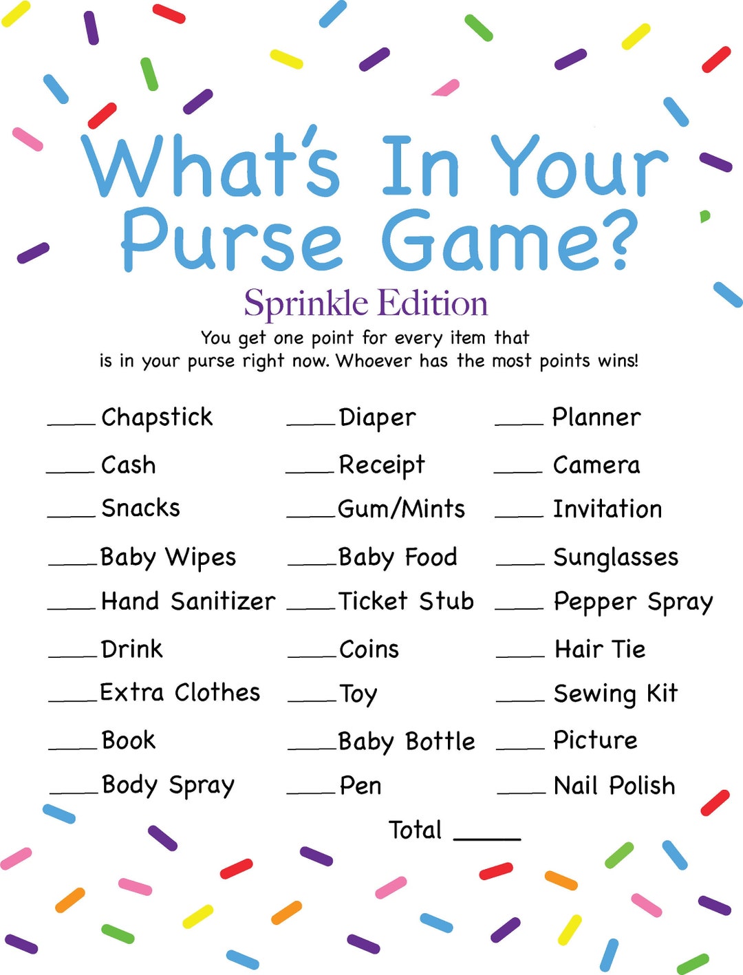 What's in Your Purse Baby Shower Game - Etsy
