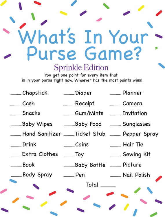 What's In Your Purse Baby Shower Game | Etsy