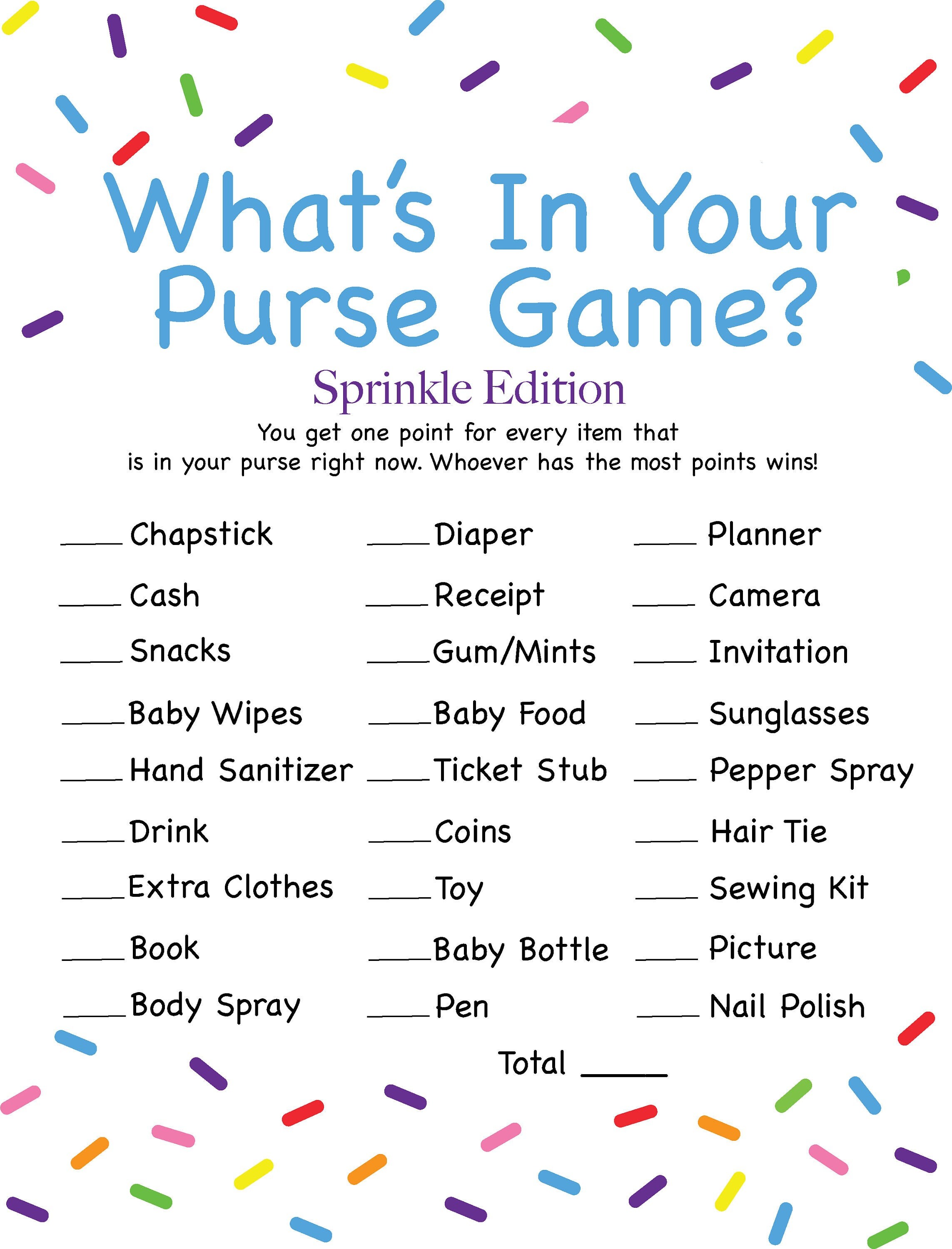 What's in Your Purse Baby Shower Game - Etsy