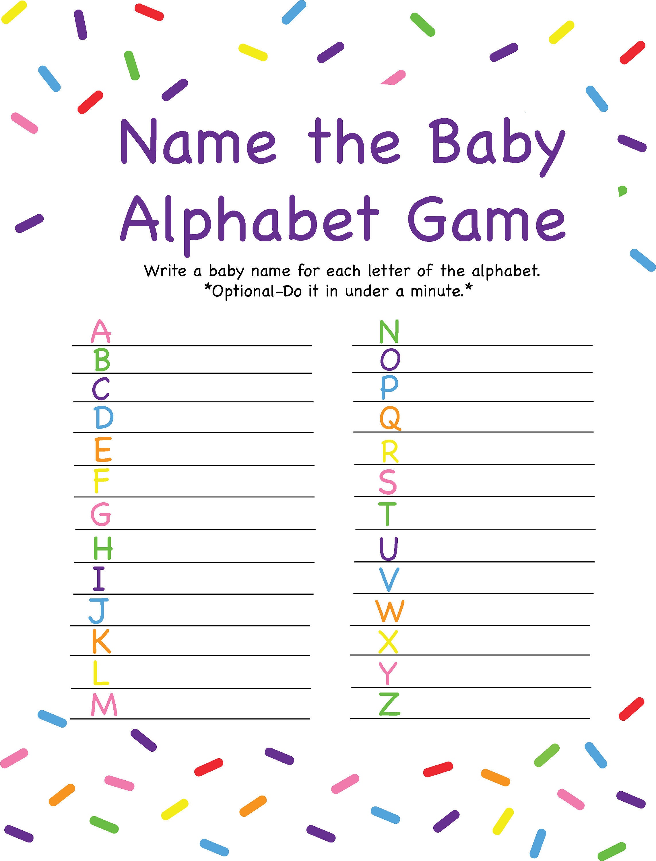 Nombra Al Beb Juego Del Alfabeto De Baby Shower Etsy Espa a