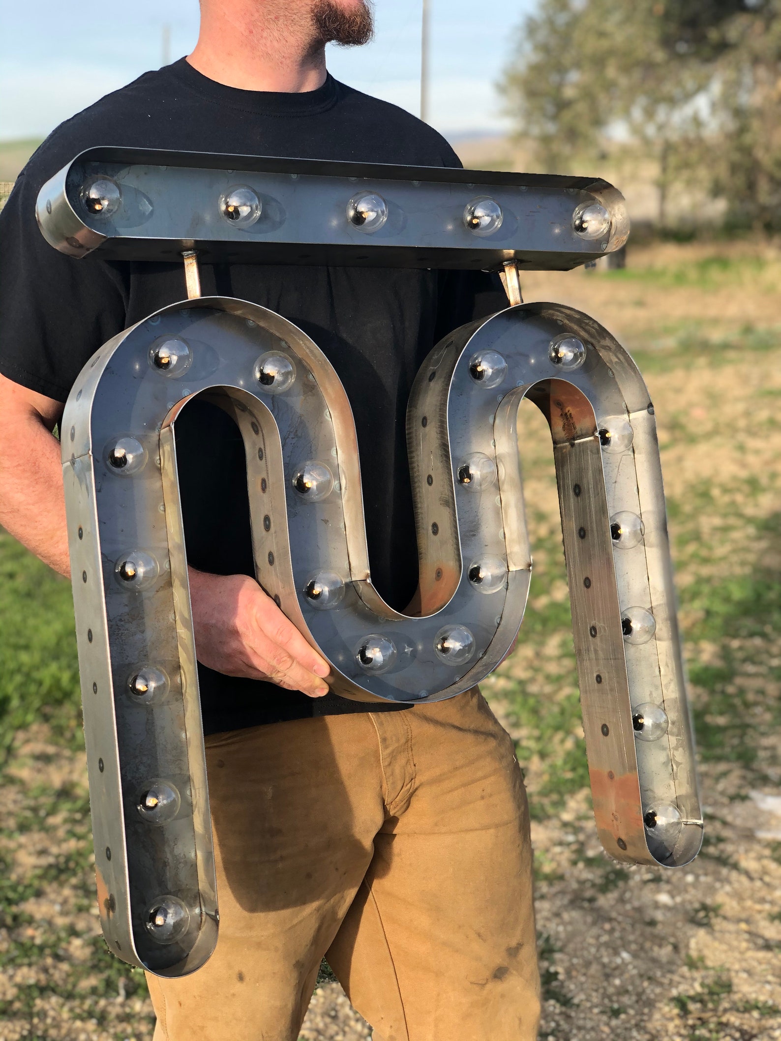 Custom Metal Marquee Light Cattle Brand Sign, Livestock Brand, Ranch ...