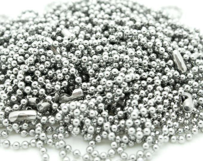 50 Silver Stainless Steel Ball Chain Necklace 30 2.4mm Ball Chains - Etsy