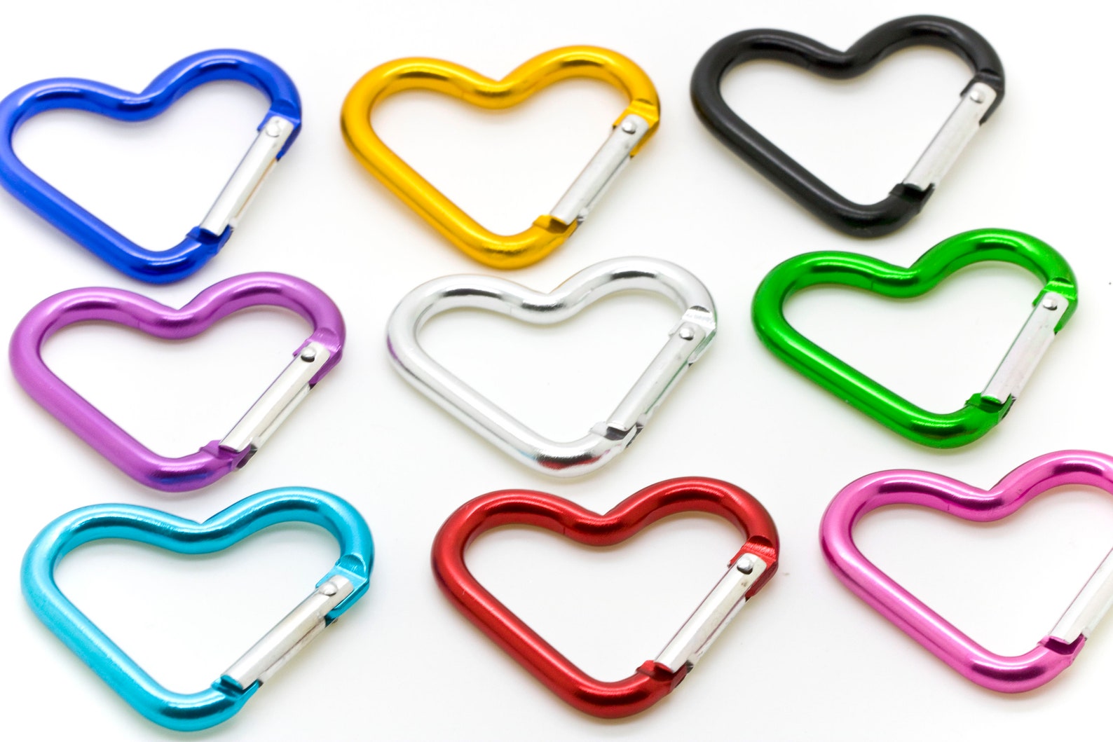 50 Pcs Aluminum Hook Carabiner Heart Shaped Key Chain Clip - Etsy
