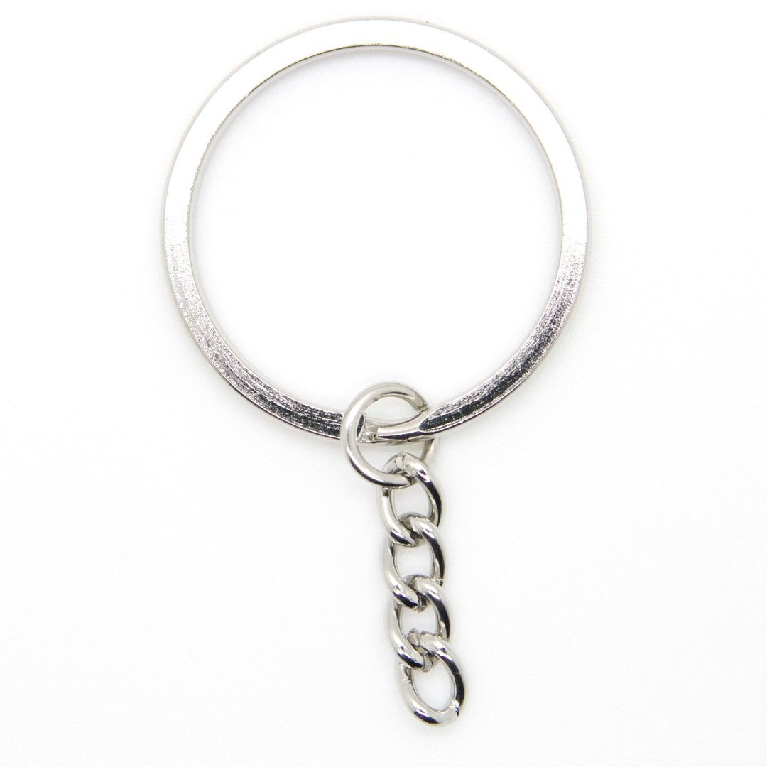 100 Pcs Keychain Split Ring 1-1/4" 32mm With Extender Chain Key Ring ...