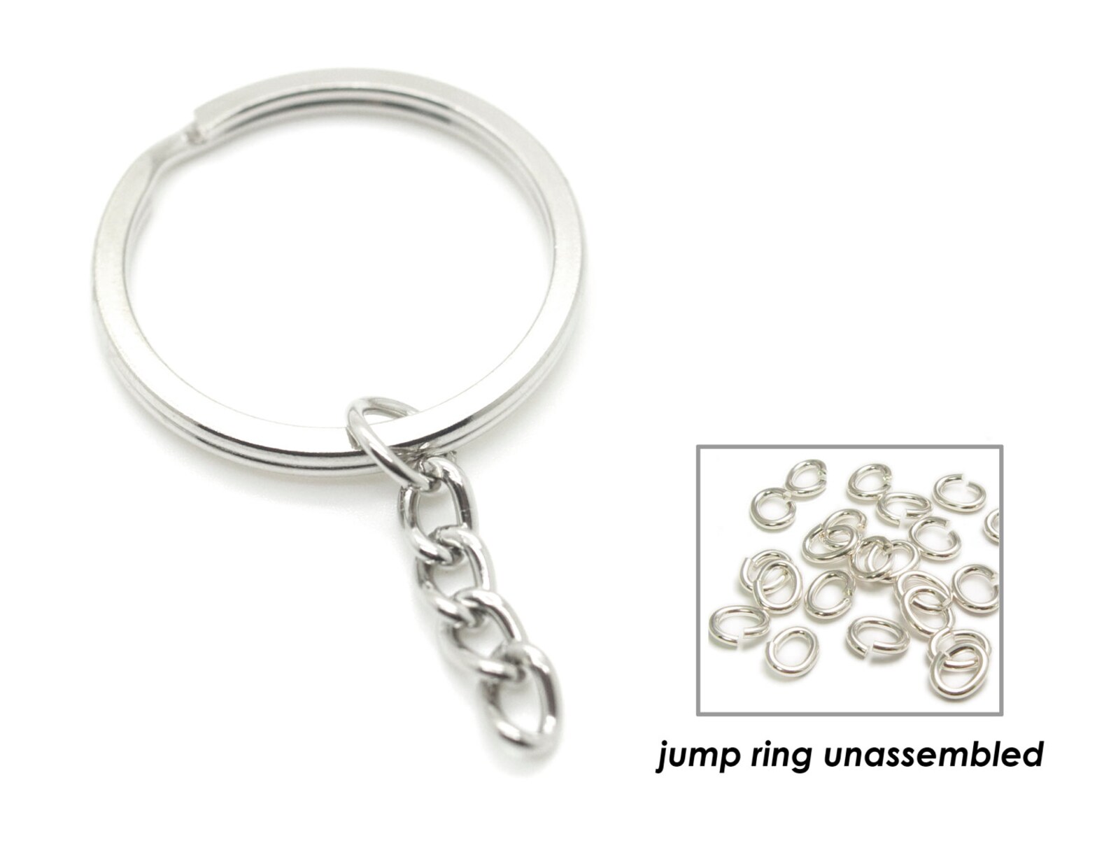 1000 Pcs Keychain Split Ring 1-1/4" 32mm With Extender Chain Key Ring ...