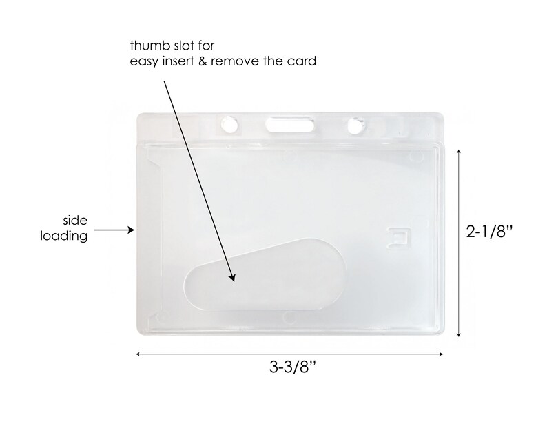 Clear Hard Plastic Rigid ID Card Badge Holder Horizontal With - Etsy