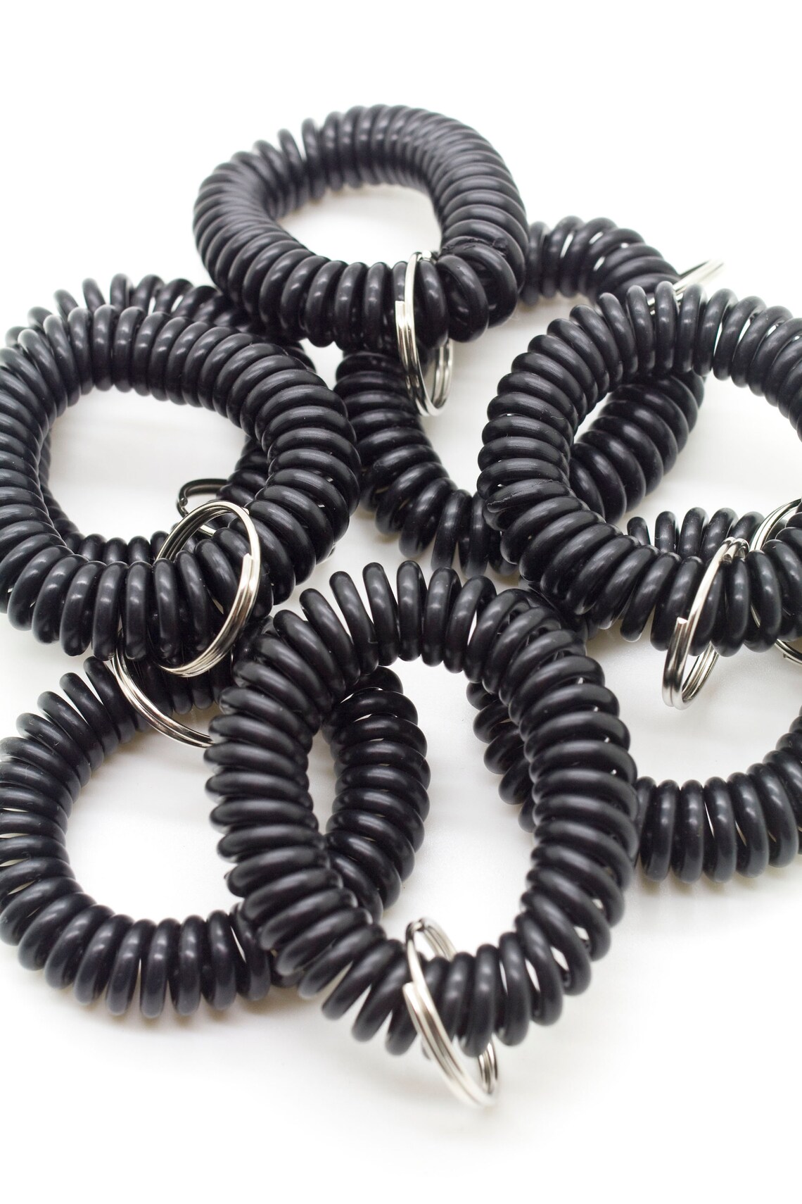Black Spiral Coil Wristband Keychains: Elastic Key Ring, 100pcs - Etsy