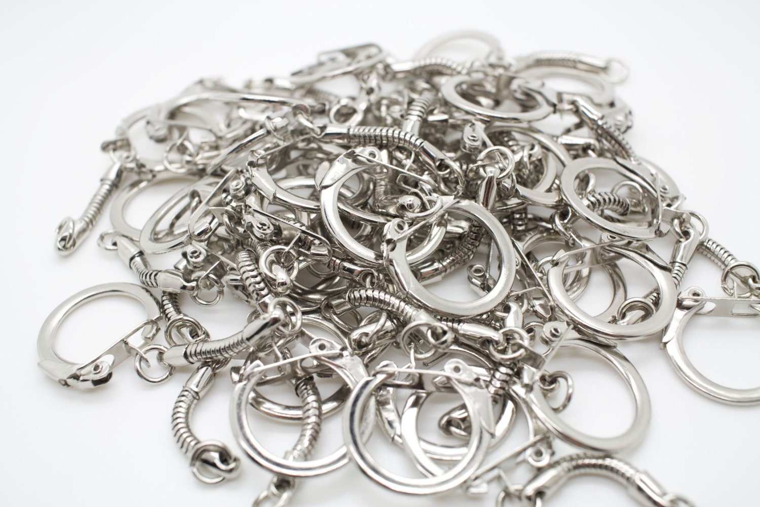 50 Key Chains ~ Snake Chain With Snap End + Jump Ring for Craft ...