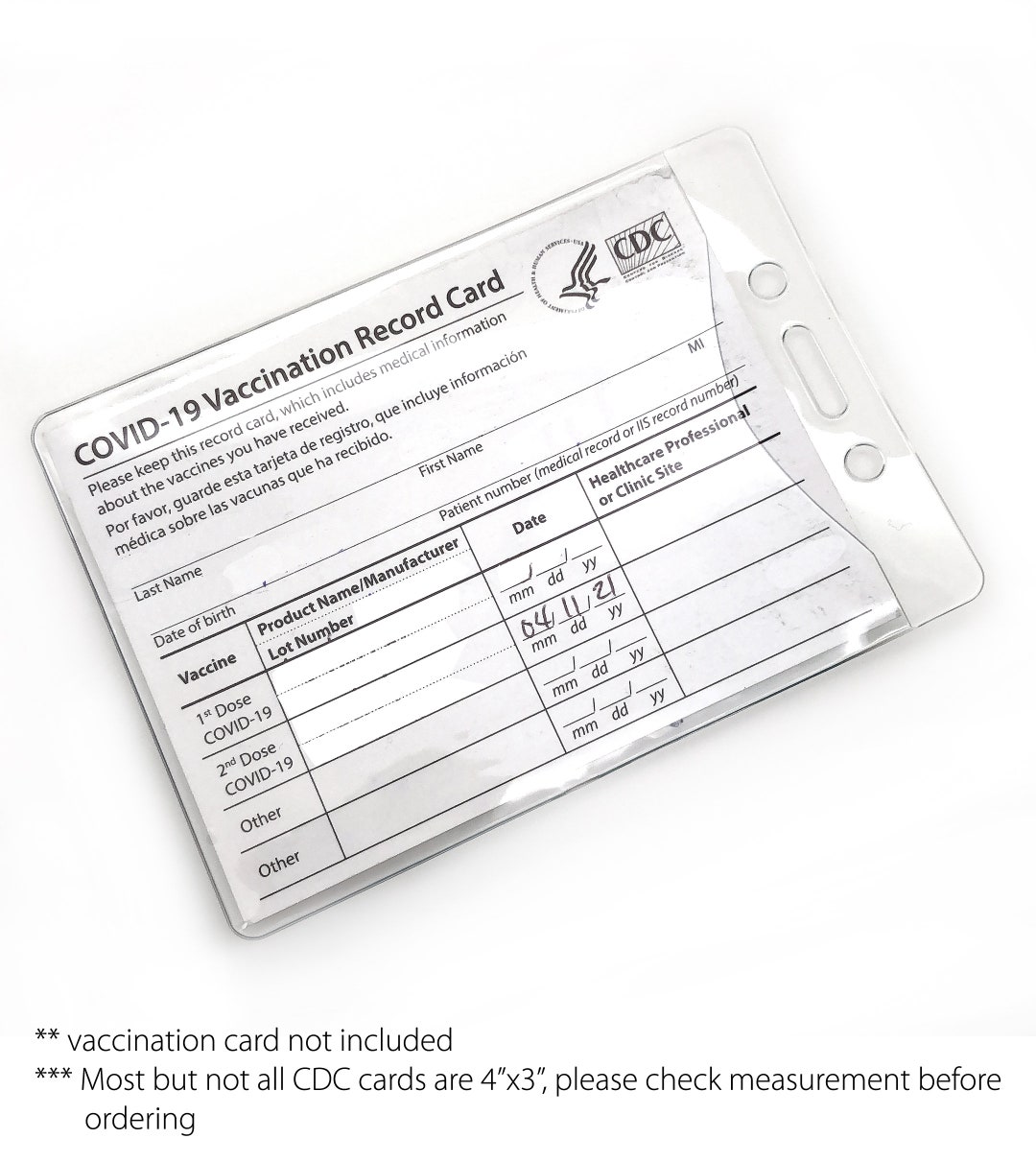 10pcs Vertical CDC Vaccination Record Card Holders 4 X 3 Badge Holders ...