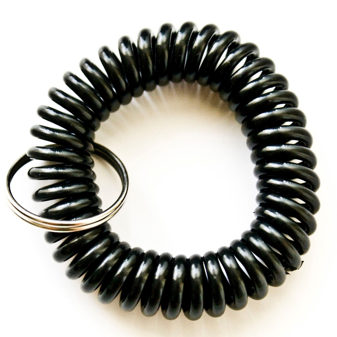 50pcs BLACK Color Soft High Quality Spring Spiral Coil Elastic Wrist ...
