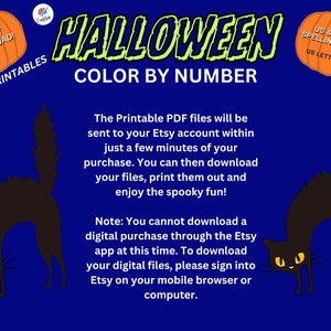 Halloween Color by Numbers Printables, Digital Download, Kids Colour by ...