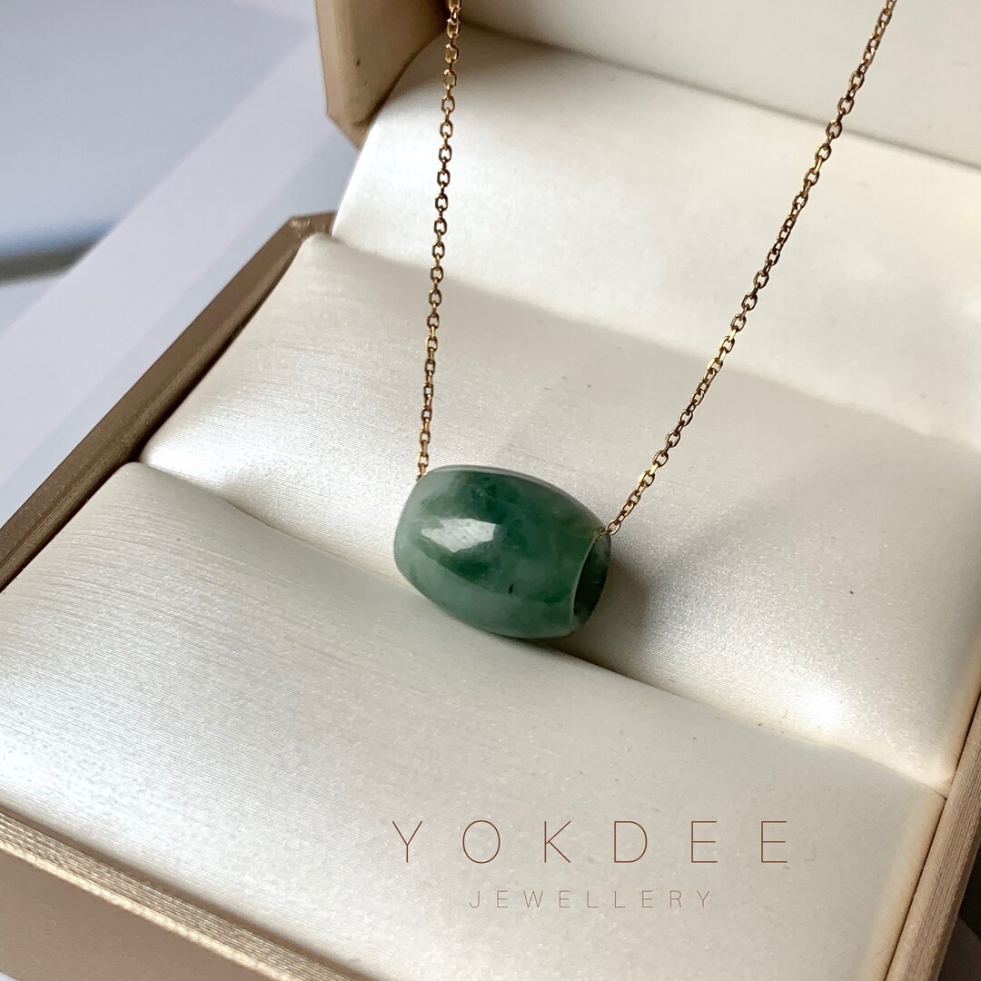 A-grade Natural Bluish Green Jadeite Barrel Pendant No.220667 - Etsy