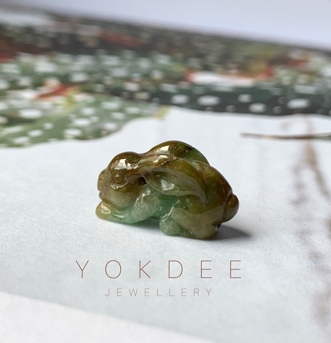 A-grade Natural Brown Bluish Green Jadeite Rabbit Pendant No.220363 ...