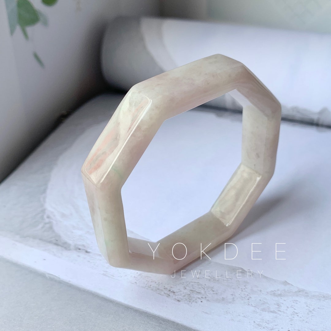 60mm A-grade Natural Pink Jadeite Modern Octagon Bangle No.151950 ...