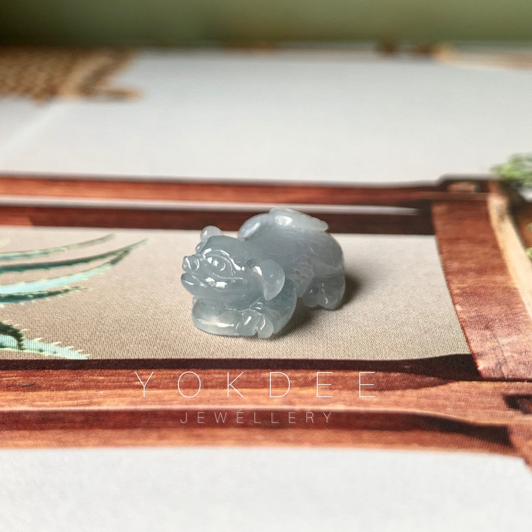 A-grade Natural Greyish Blue Jadeite Pig Pendant No.172203 Chinese New ...