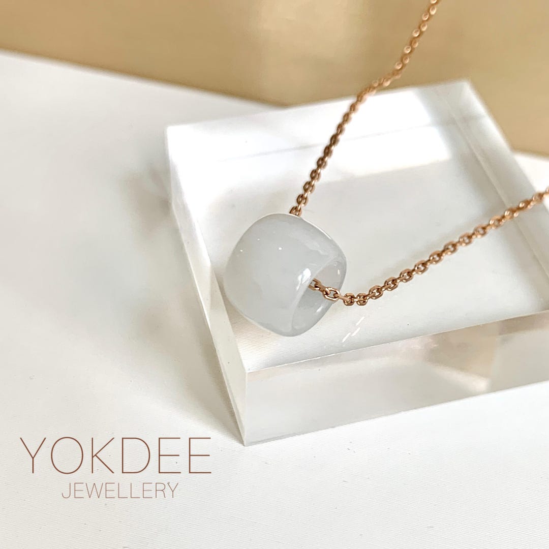 A-grade Natural White Jadeite Barrel No. 172536, Simple Pendant ...