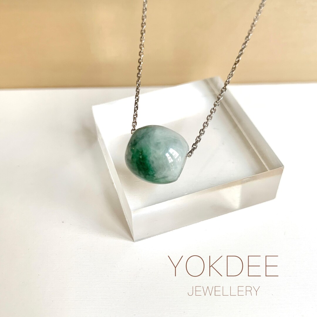 A-grade Natural Bluish Floral Jadeite Barrel No.172542, Simple Pendant ...