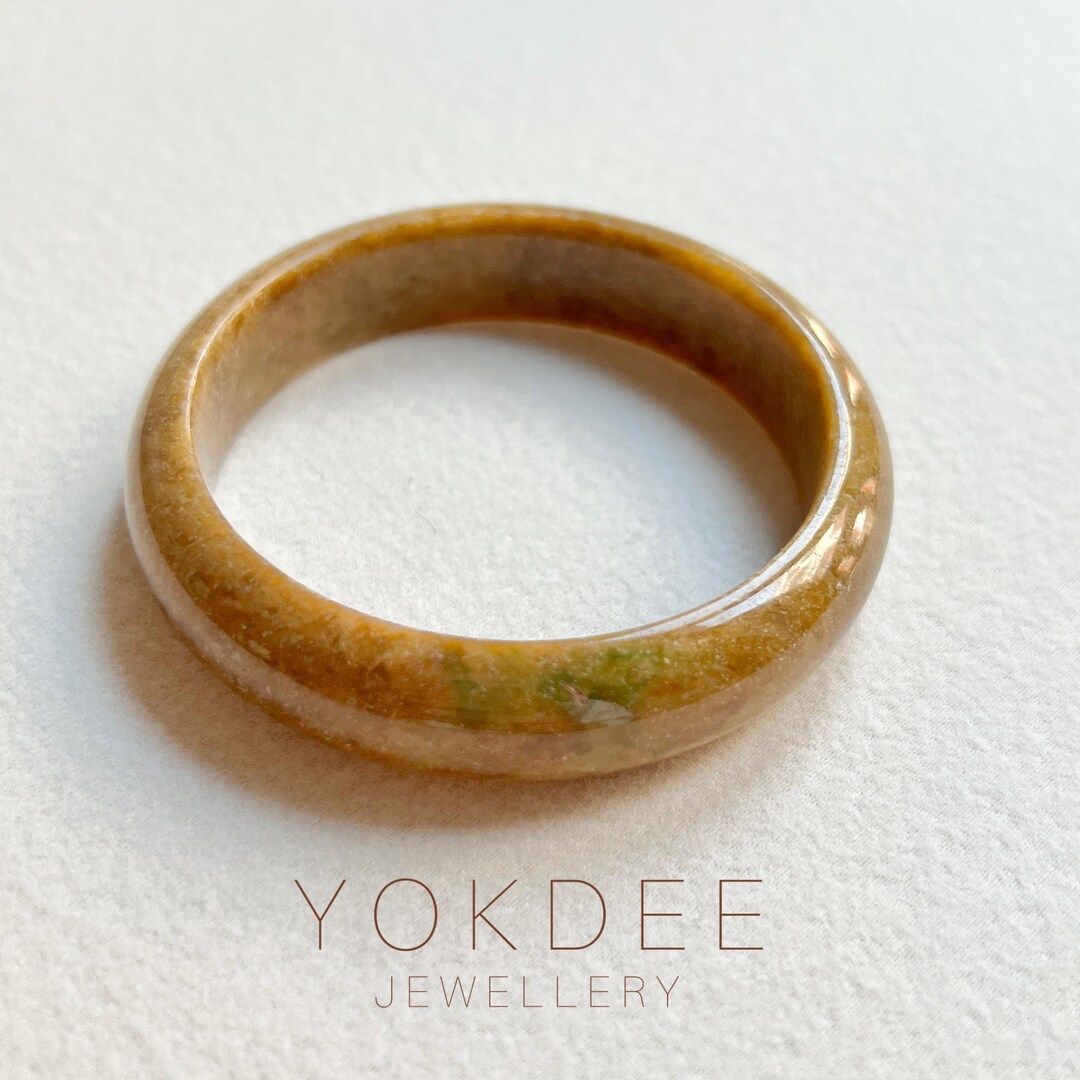 54.5mm A-grade Natural Brown Jadeite Modern Round Bangle No. 600147 - Etsy
