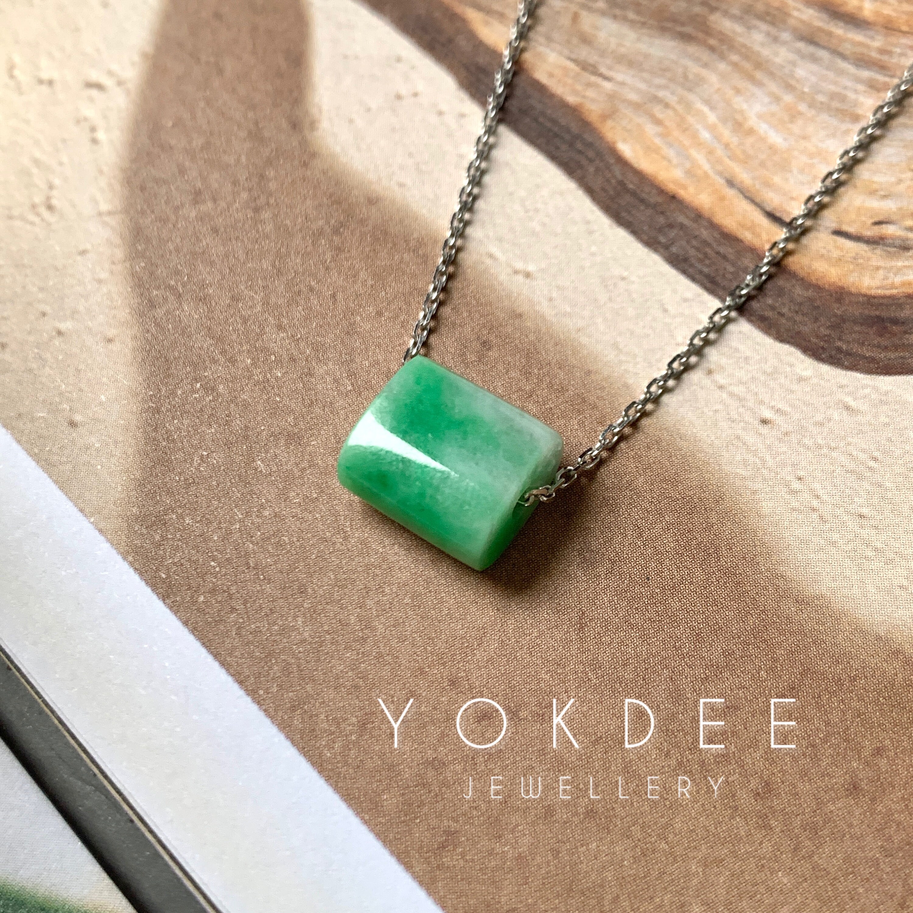A grade Natural Moss on Snow Jadeite Barrel Pendant No.172268 Lulu Tong Simple Jade Pendant Dainty Jade Pendant Minimalist Jewelry Jade Etsy