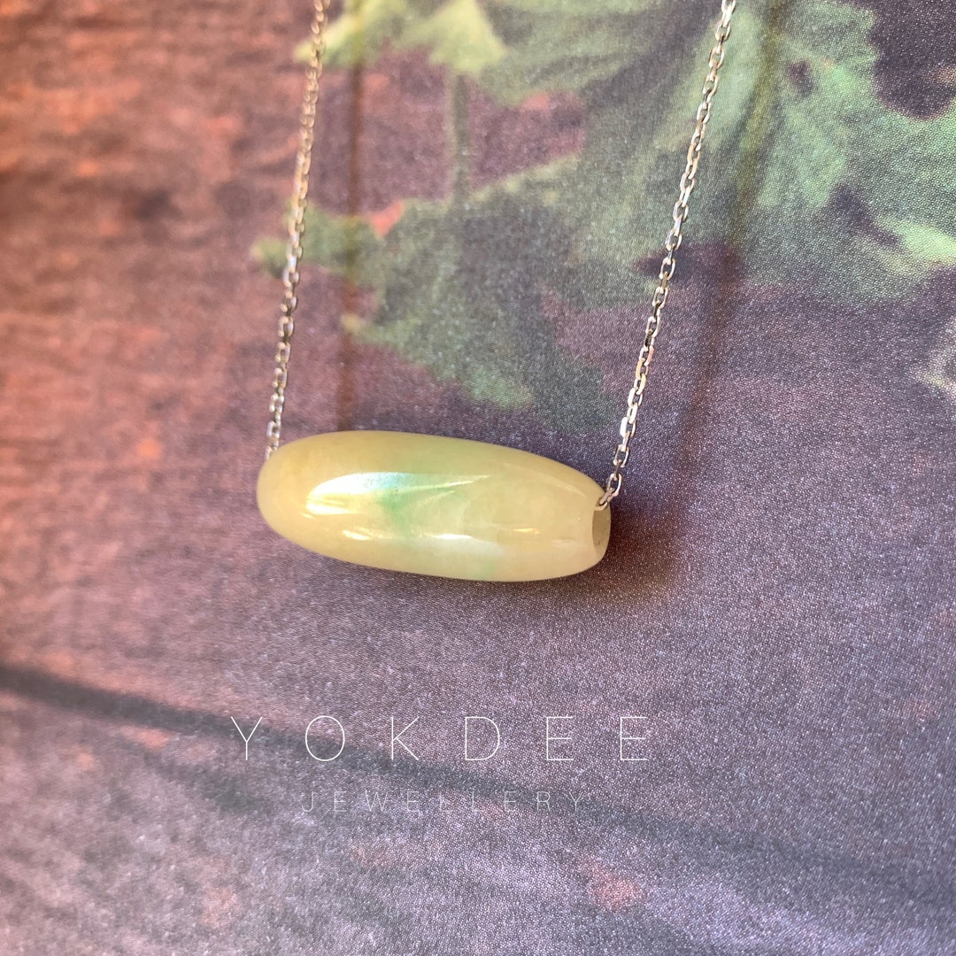 A-grade Natural Light Yellow Jadeite Barrel Pendant No.220696 ...