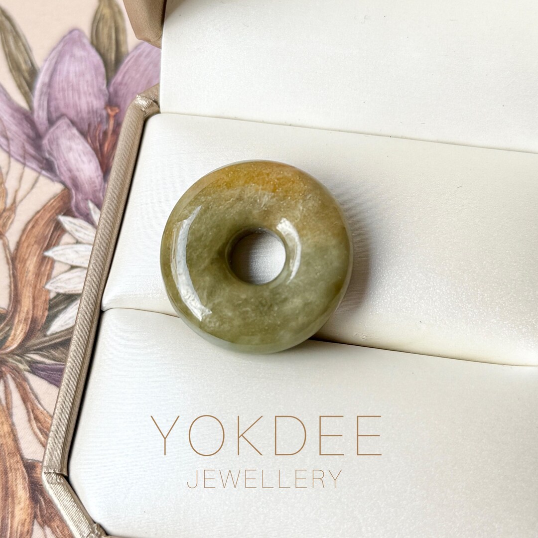 A-grade Natural Yellow Brown Jadeite Bagel Piece No. 172648, Dainty ...