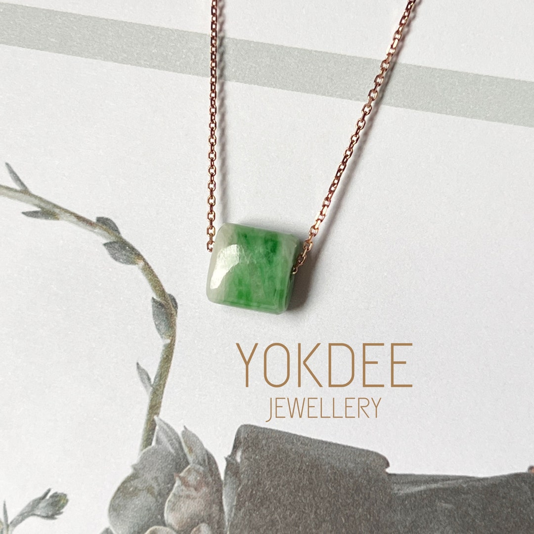 A-grade Natural Moss on Snow Jadeite Barrel Pendant No.172269 - Etsy