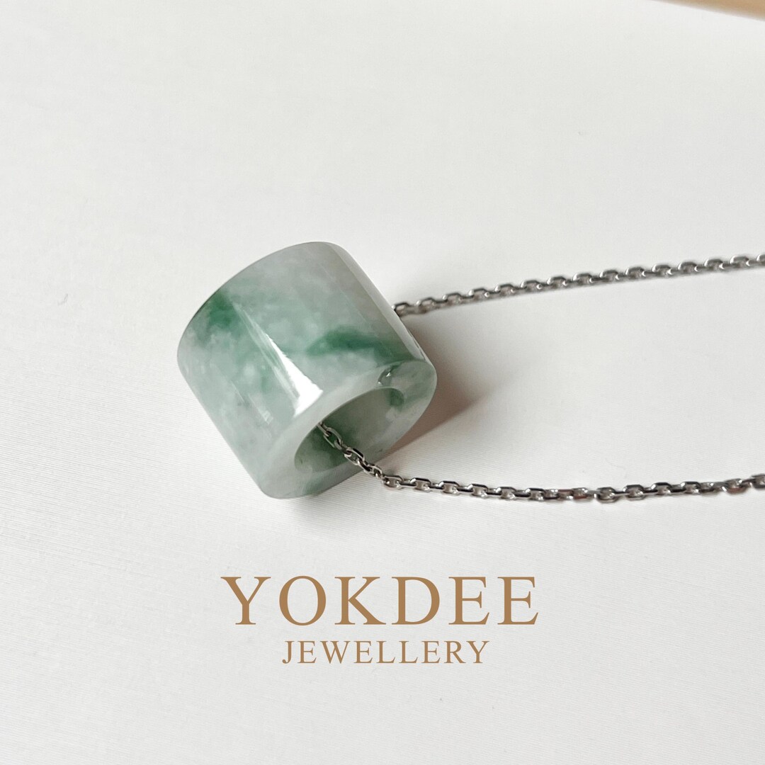 A-grade Natural Floral Jadeite Barrel Pendant No.172435 - Etsy