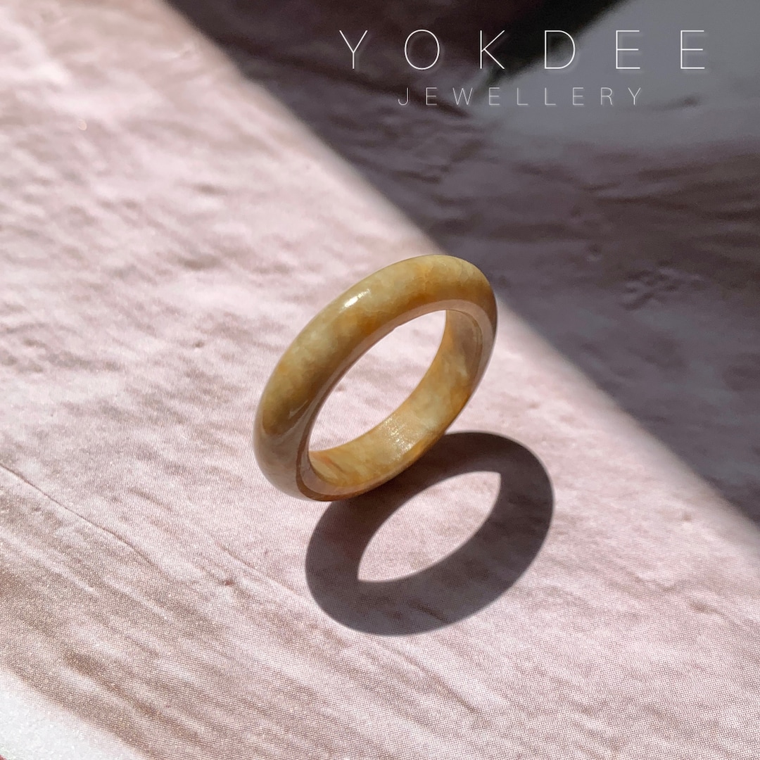 17.5mm A-grade Natural Yellowish Brown Jadeite Abacus Band No. 161798 ...