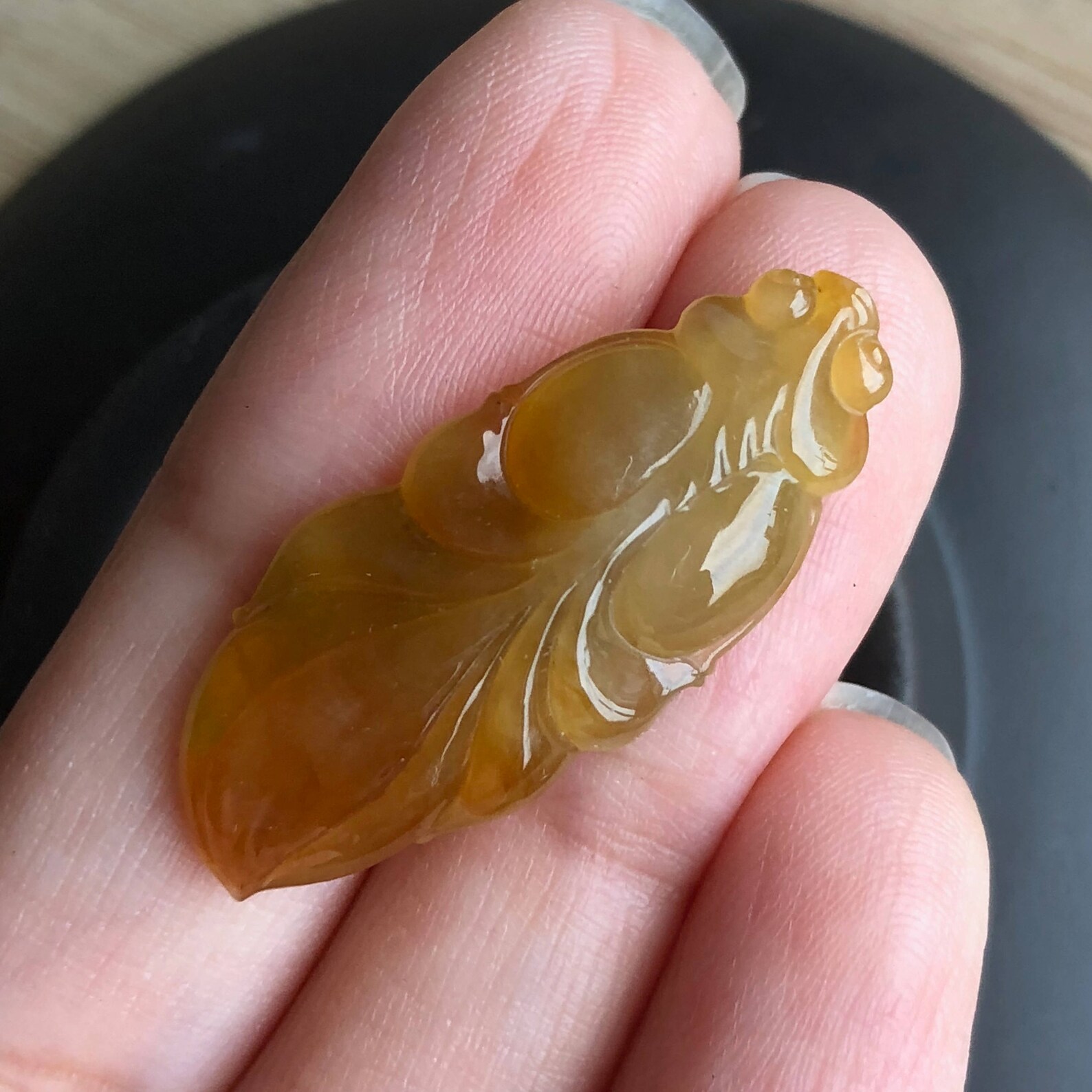 Icy A-grade Natural Golden Jadeite Goldfish Pendant No.170390, Yellow ...