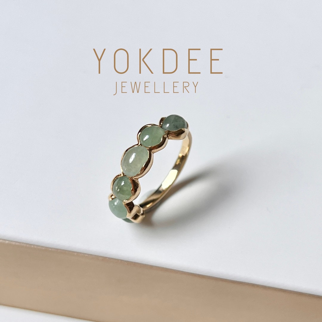16.4mm A-grade Natural Green Jadeite Colour Galore Ring No.162393 ...