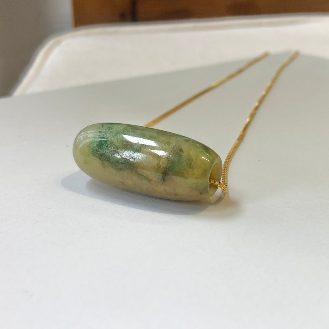 A-grade Natural Jadeite Barrel Pendant No.220391, Minimalist Jewelry ...