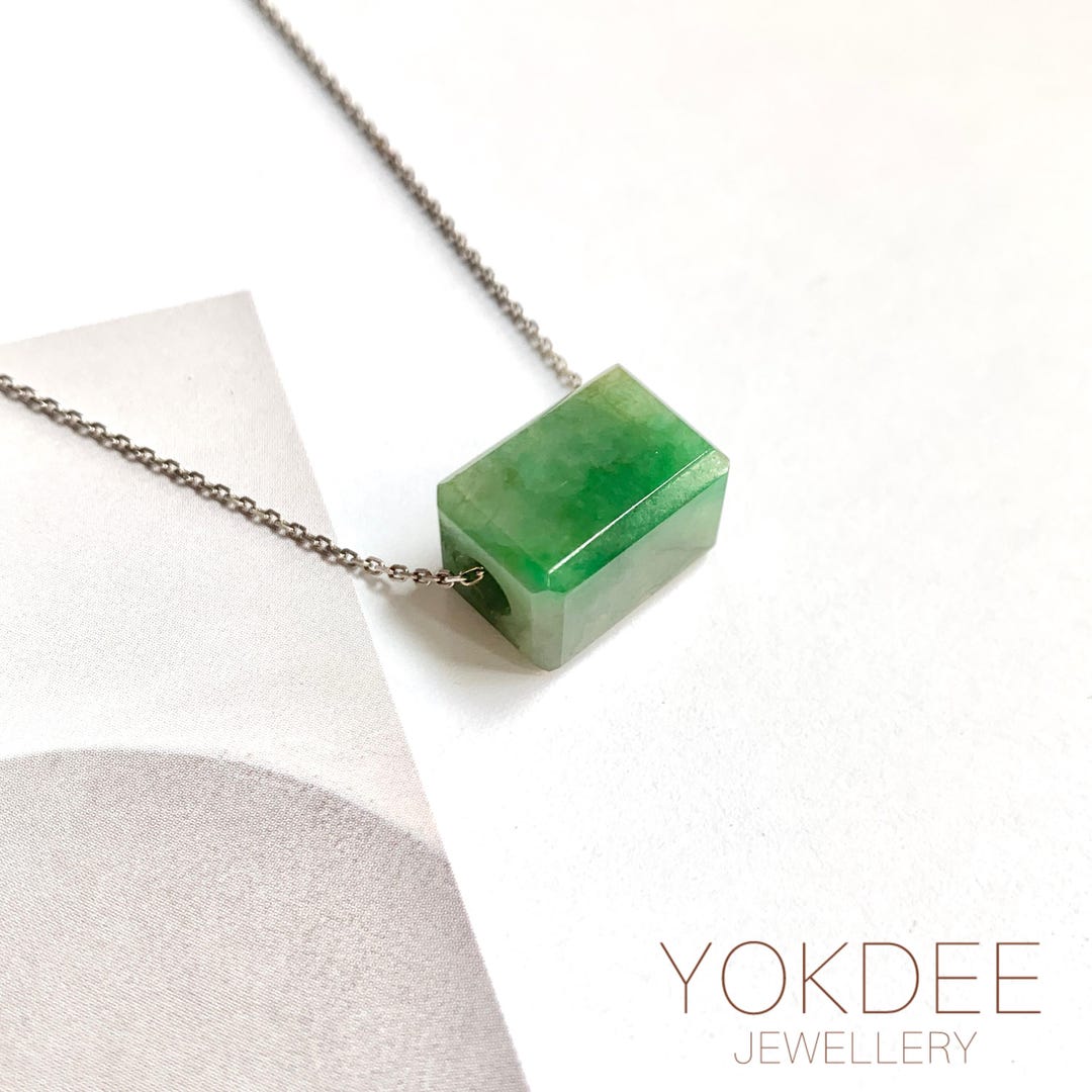 A-grade Natural Green Jadeite Rectangle Barrel No. 172794 - Etsy