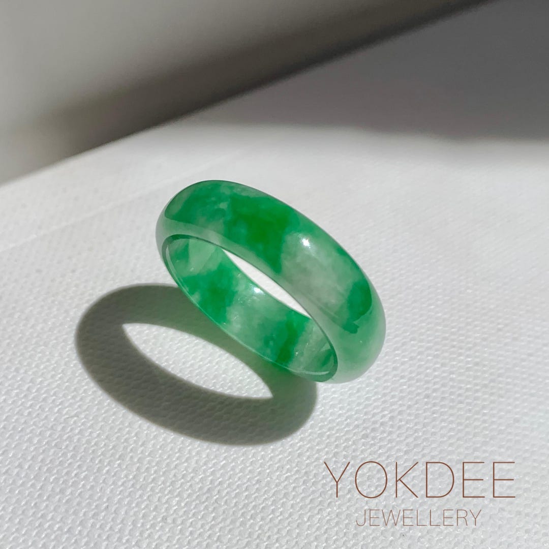17.8mm A-grade Natural Imperial Green Jadeite Ring Band No.162494, Jade ...
