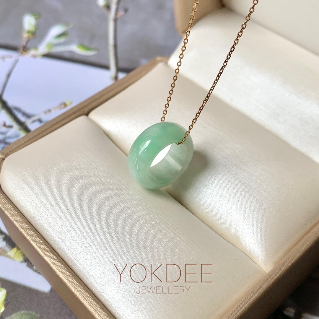 A-grade Natural Moss on Snow Jadeite Barrel Pendant No. 171784 ...