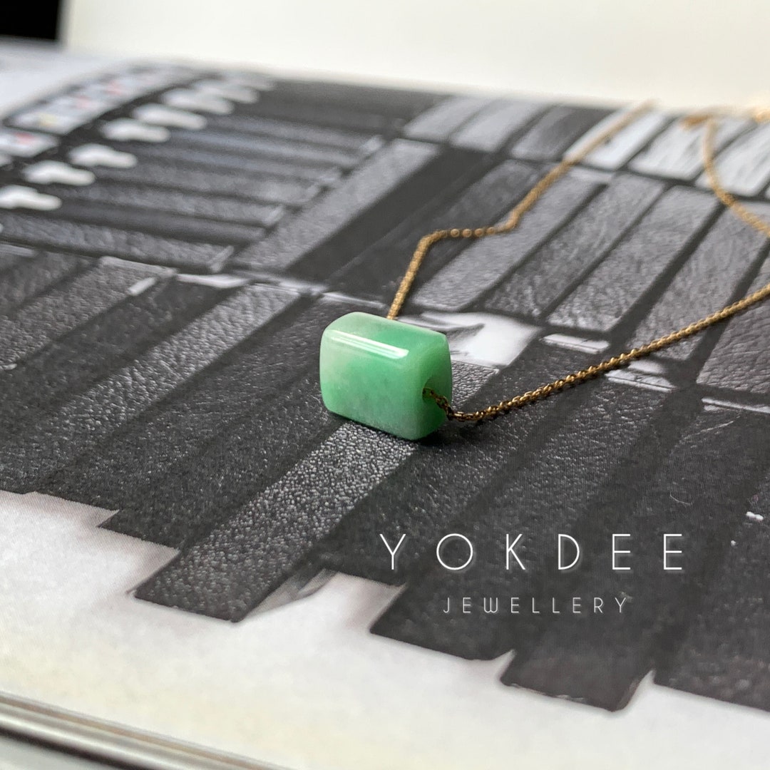 A-grade Natural Moss on Snow Jadeite Barrel Pendant No.172250, Gift for ...