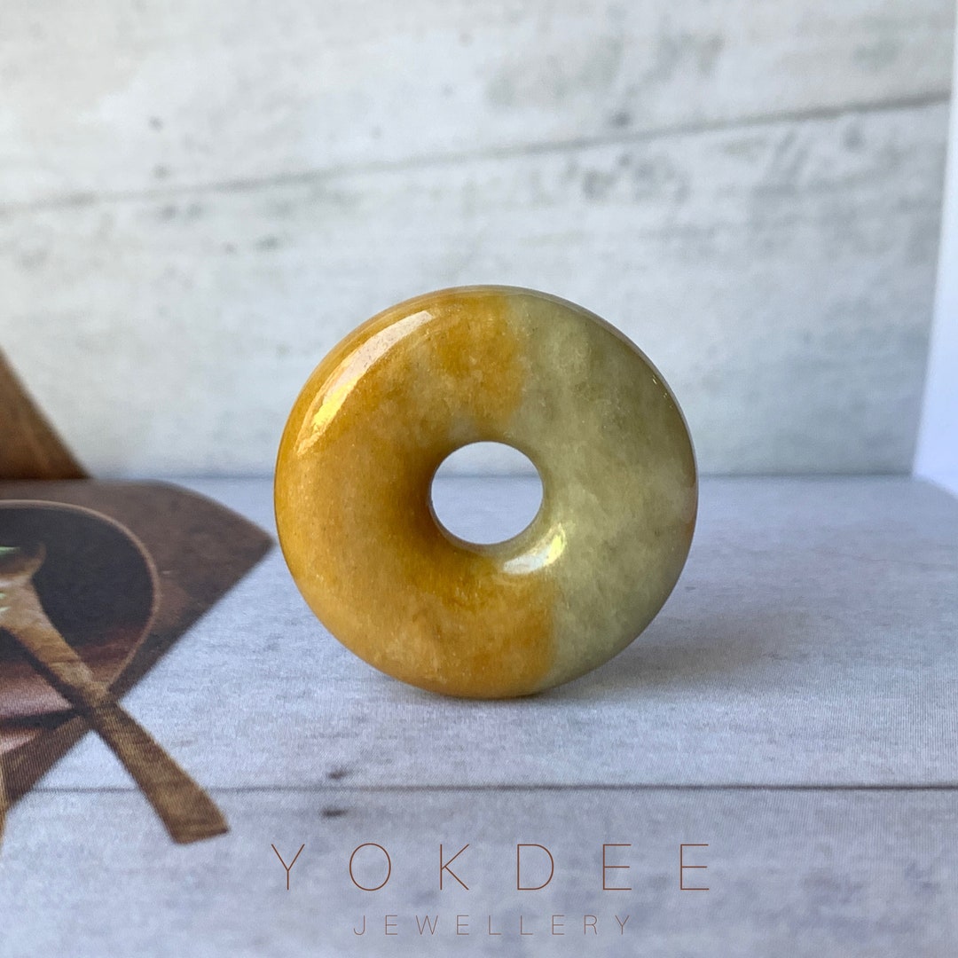 A-grade Natural Yellow Green Jadeite Donut Pendant No.172164, Jadeite ...