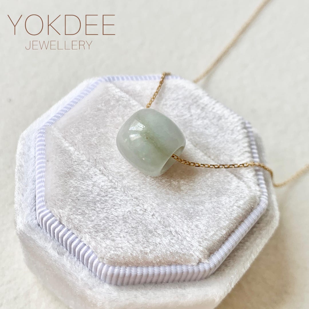A-grade Natural Grey Yellowish Green Jadeite Barrel No. 172627, Simple ...