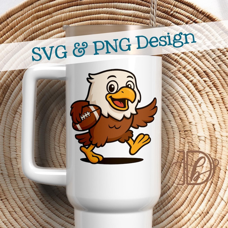 Football Cartoon Eagle Mascot SVG + PNG, Kids Bald Eagle Football Team ...