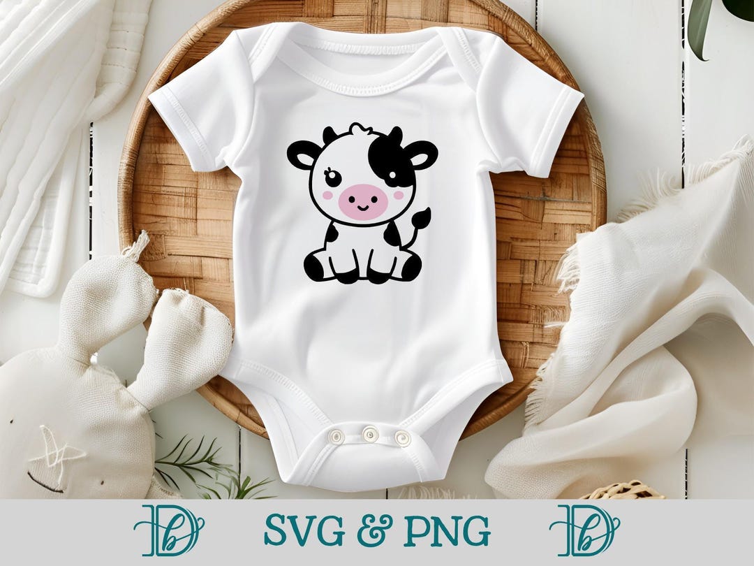 Baby Cow, SVG & PNG, Baby Milk Cow Svg, Farm Animal SVG, Cute Milk Cow ...
