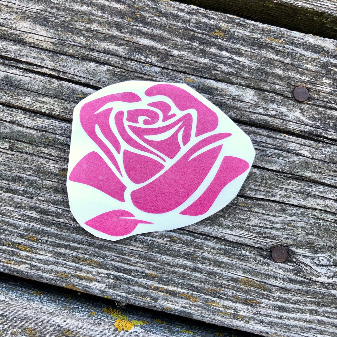 Rose - Glossy Pink Flower Decal for Car Window, Laptop, Glass Coffee ...