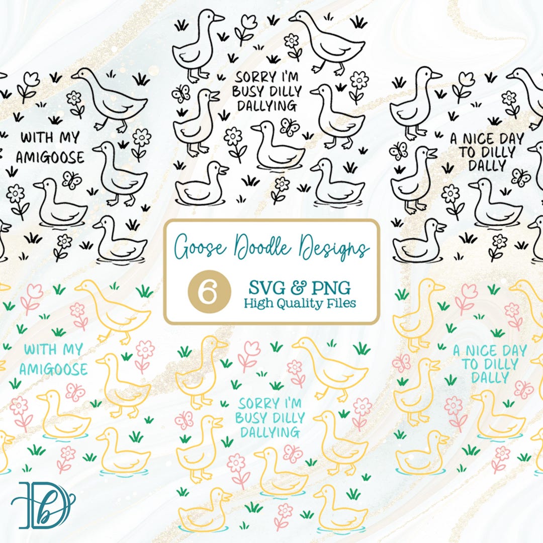 Goose Doodle SVG + PNG Bundle, Goose Lover Designs for Shirts, Mugs ...