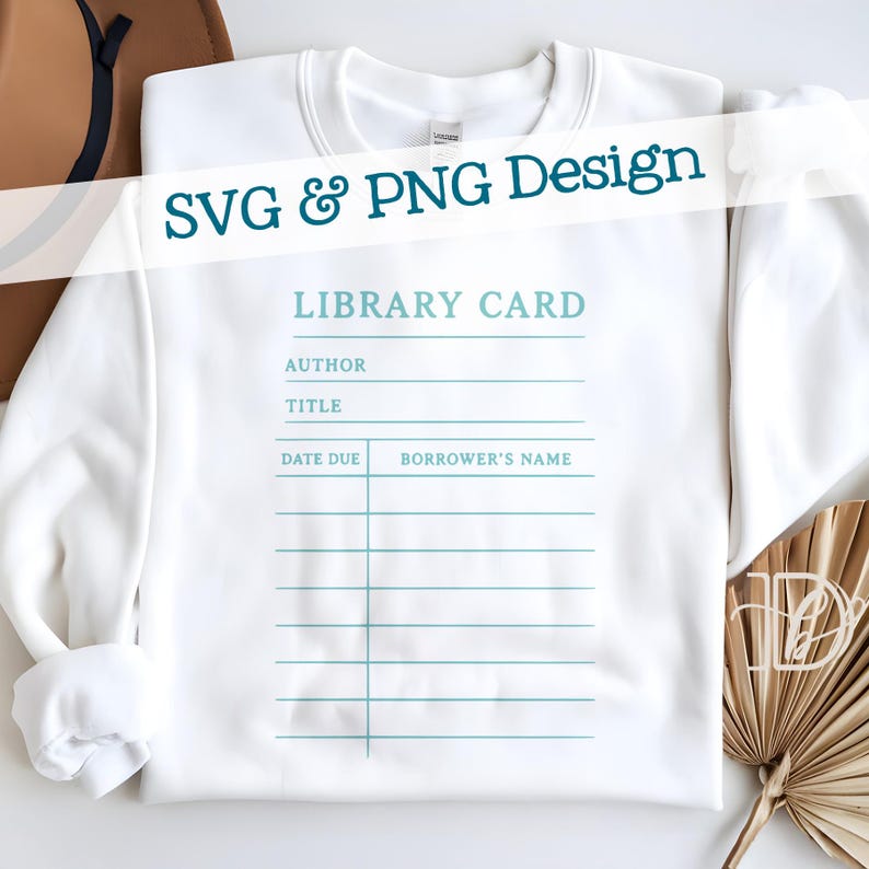 Blank Library Card SVG + PNG, Book Lover Typewriter Font Design ...