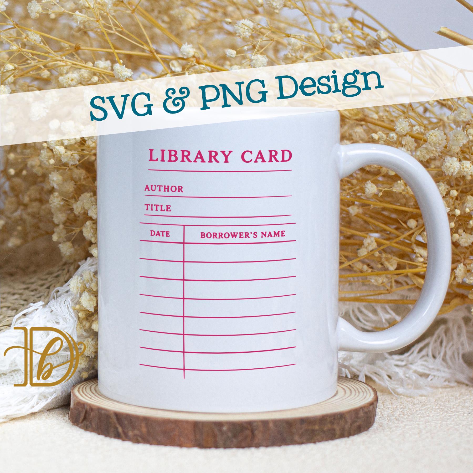 Vintage Blank Library Card SVG + PNG, Book Lover Typewriter Font Design ...