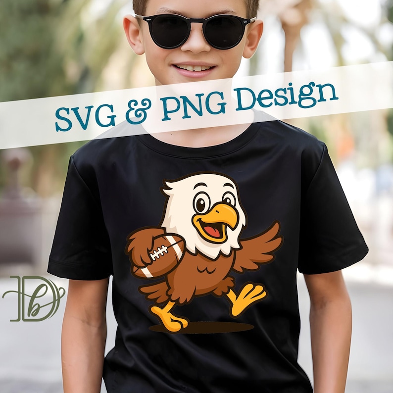 Football Cartoon Eagle Mascot SVG + PNG, Kids Bald Eagle Football Team ...